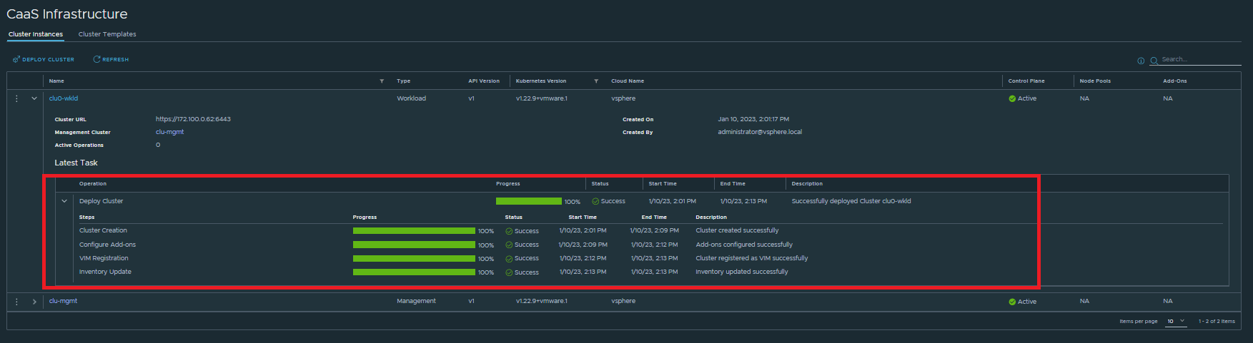 VMware TCA Deploying TKG Workload Cluster